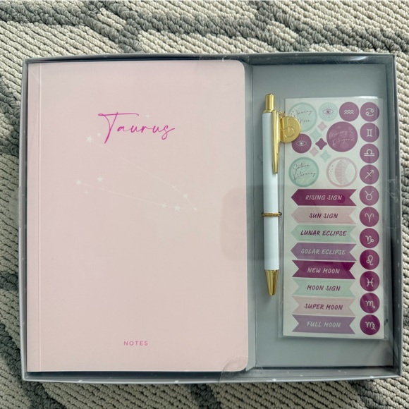 Office | Taurus Notebook With Gold Pen And Stickers | Poshmark